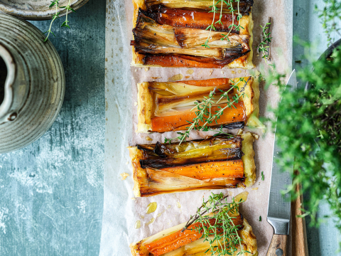 Tarte tatin van prei en wortel - Libelle Lekker