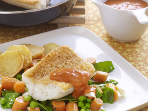 Zeewolf met paprikacrème en groentjes - Libelle Lekker