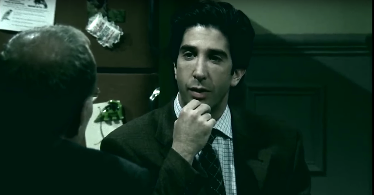 HILARISCH: zonder lachband onder 'Friends' lijkt Ross wel een psychopaat