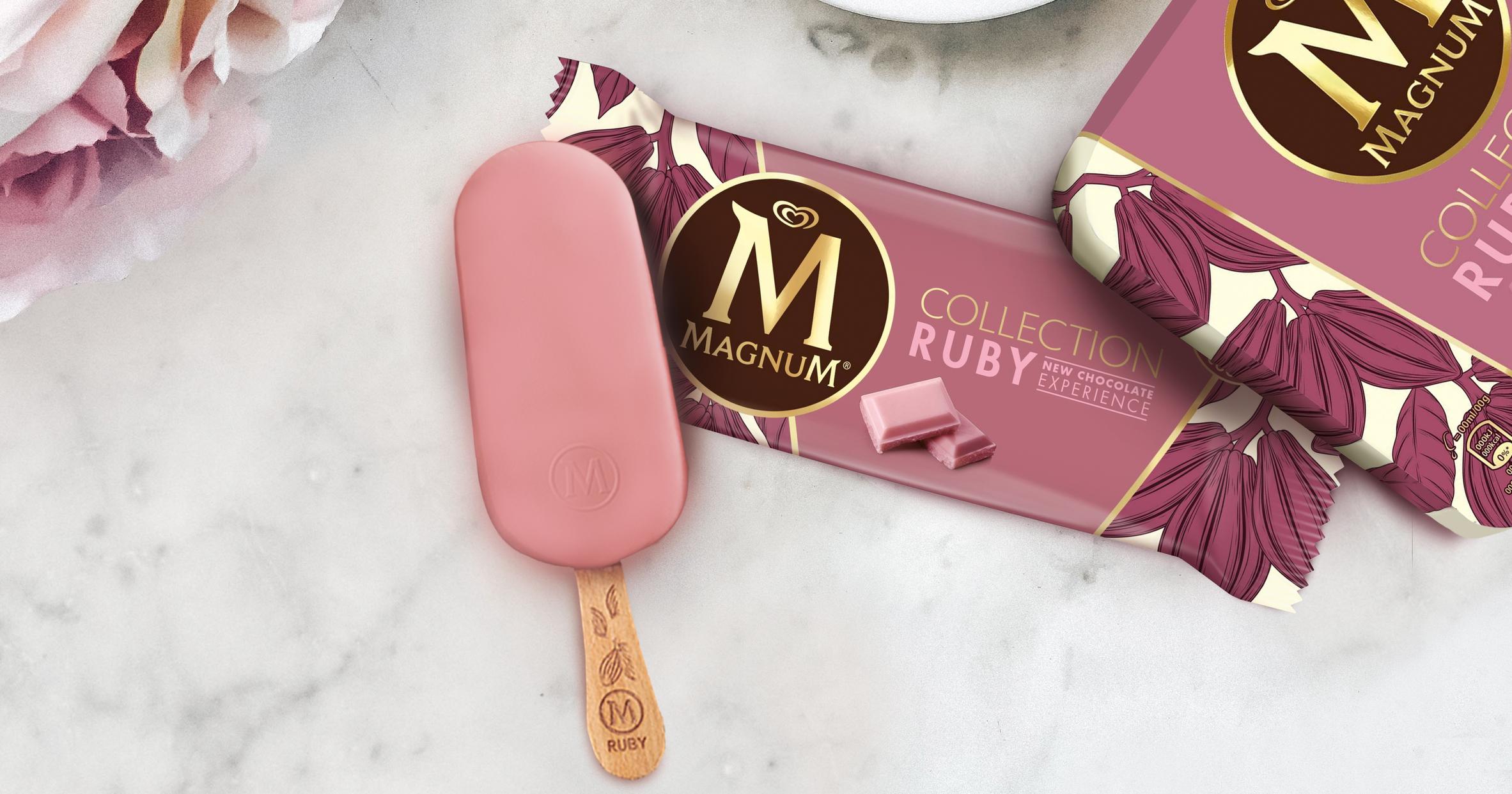 Magnum pakt uit met een nieuw ijsje op basis van Ruby chocolade