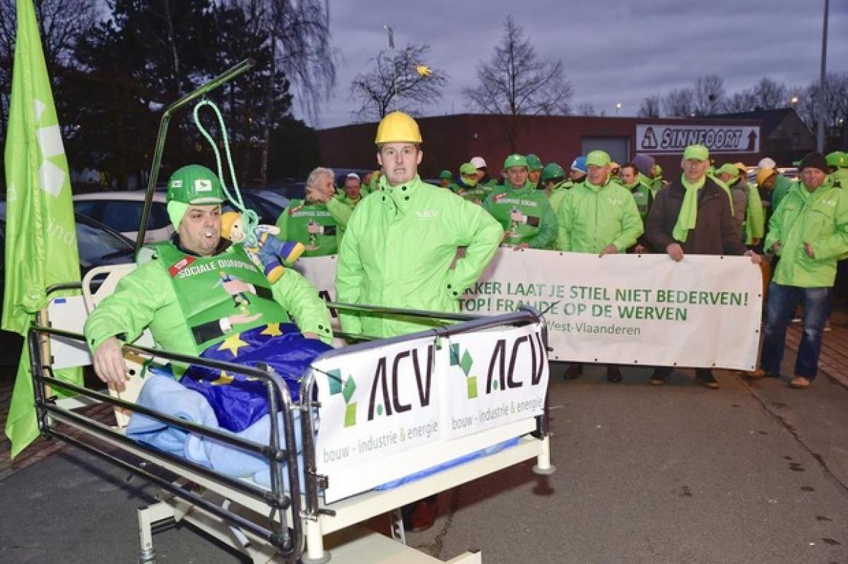 ACV voert actie tegen sociale dumping in bouwsector bij werf AZ Delta ...