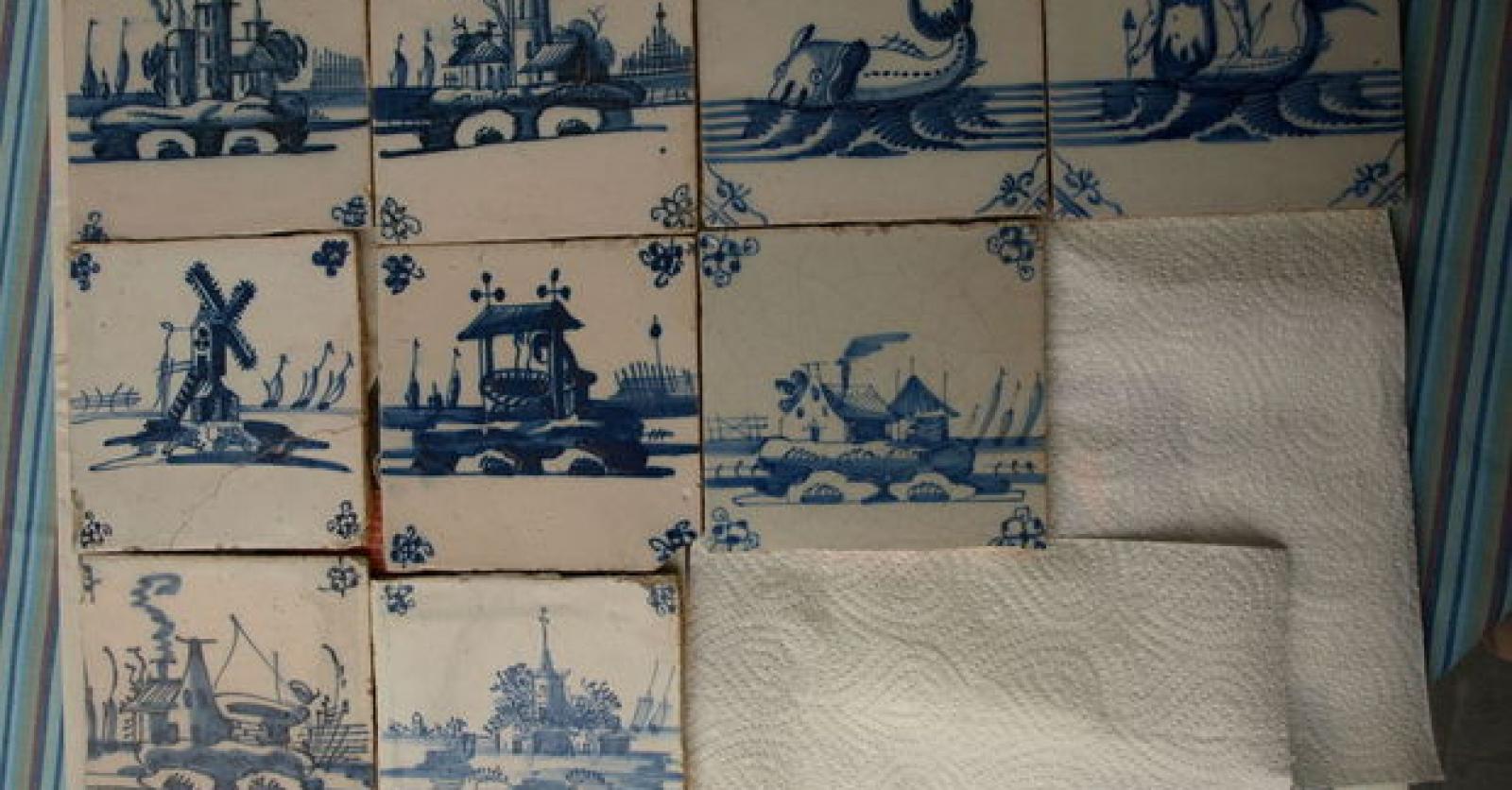 Antieke blauwe Delftse tegels