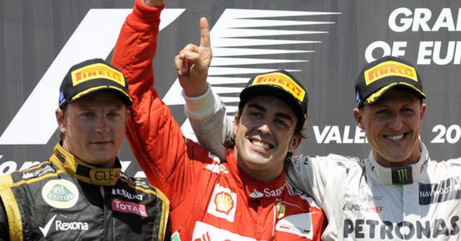 F1 : Alonso 1er d'un podium de champions du monde au GP d'Europe