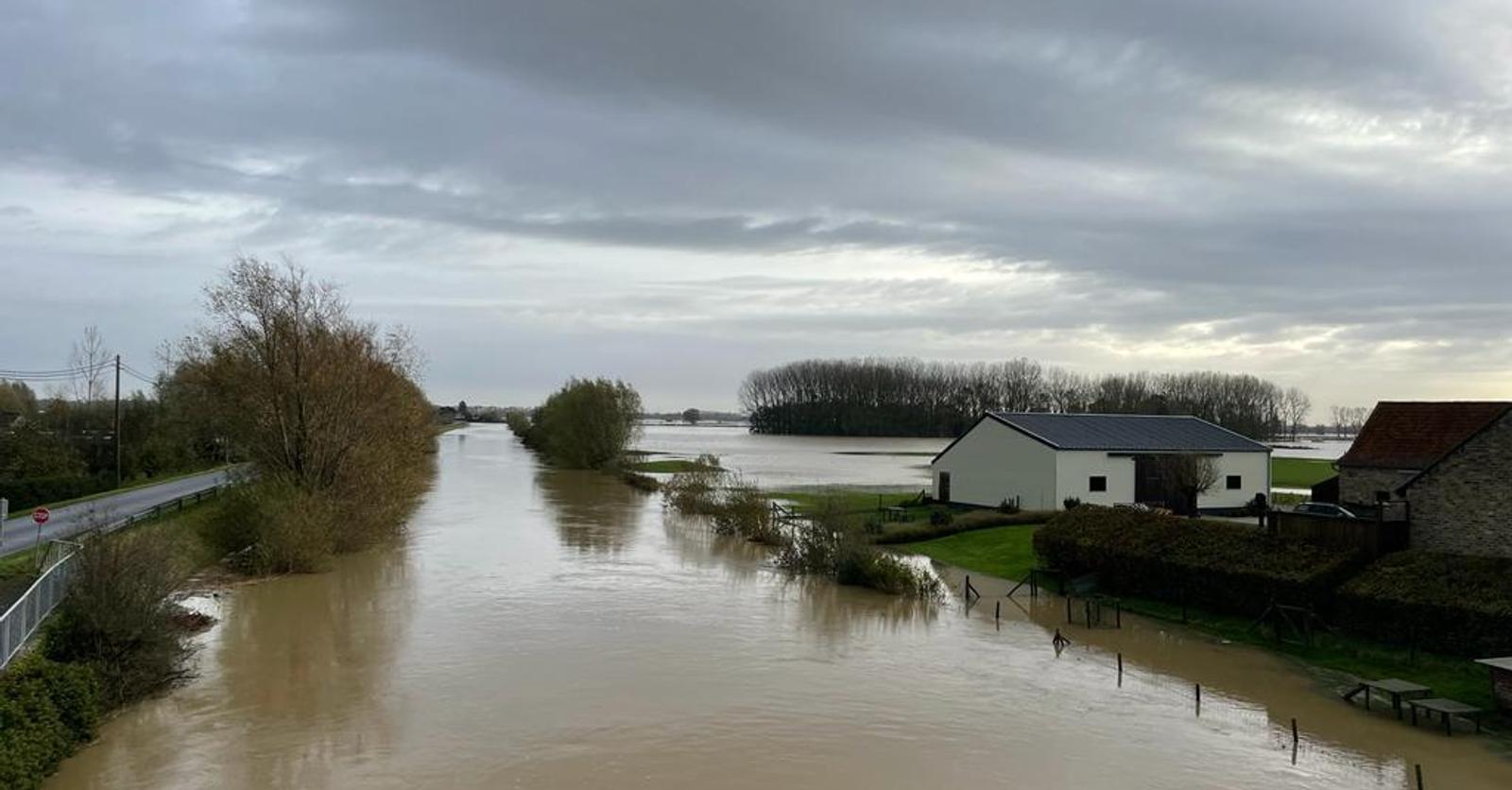 IN BEELD - Aanhoudende regen zet Westhoek onder water - KW.be