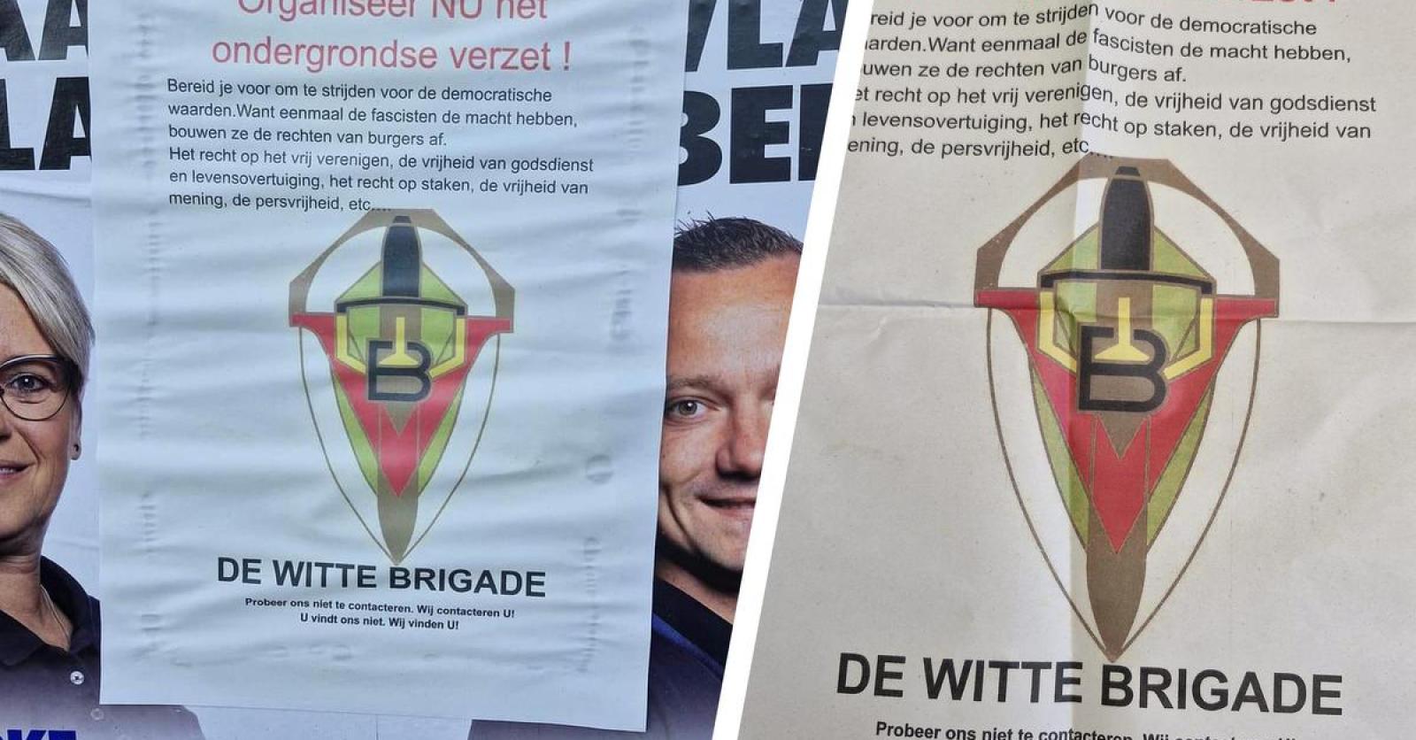 De witte brigade overplakt campagneposters Vlaams Belang in Menen - KW.be