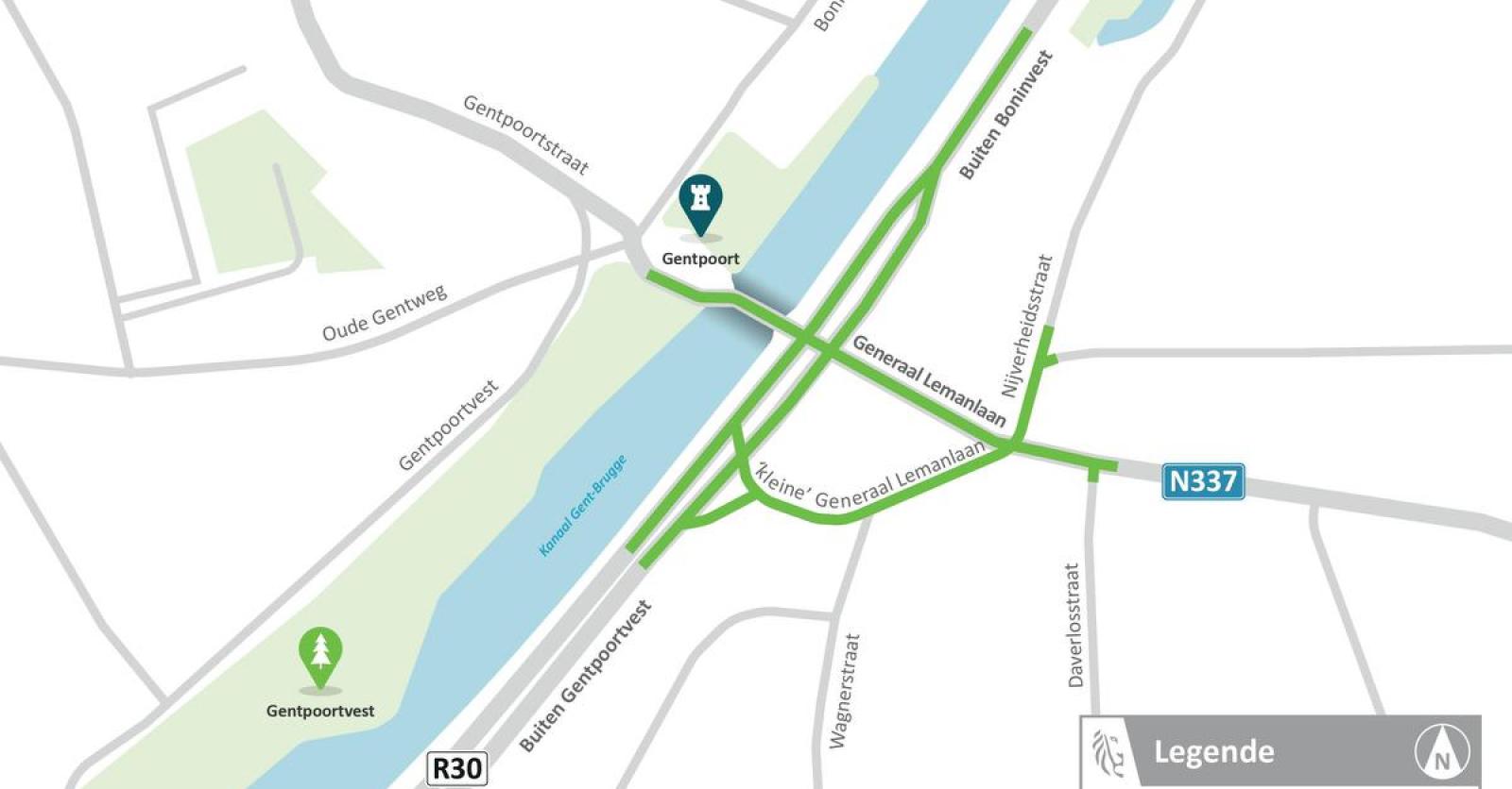 Werken aan het kruispunt van de Gentpoort in Brugge met een jaar uitgesteld - KW.be