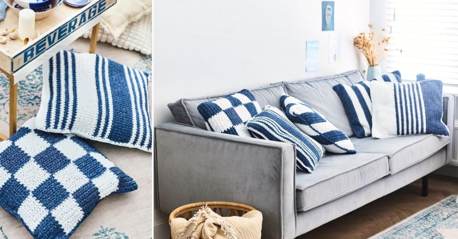 Haak een kussen met kriskras strepen - Libelle