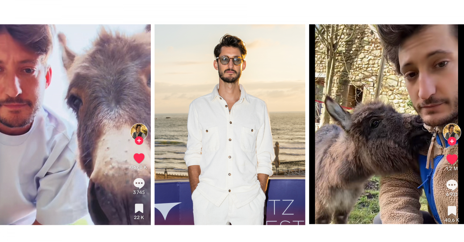 Pierre Niney retrouve son âne nain après 2 semaines d'absence