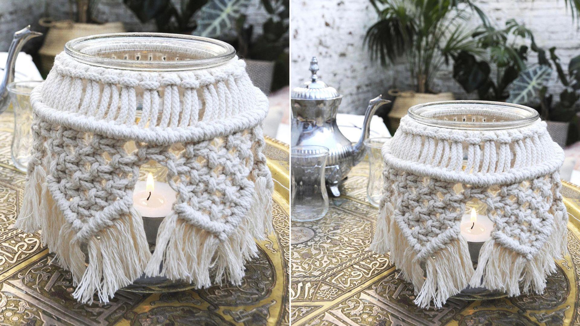 Zelf maken: macramé theelichthouder voor op je terras - Libelle