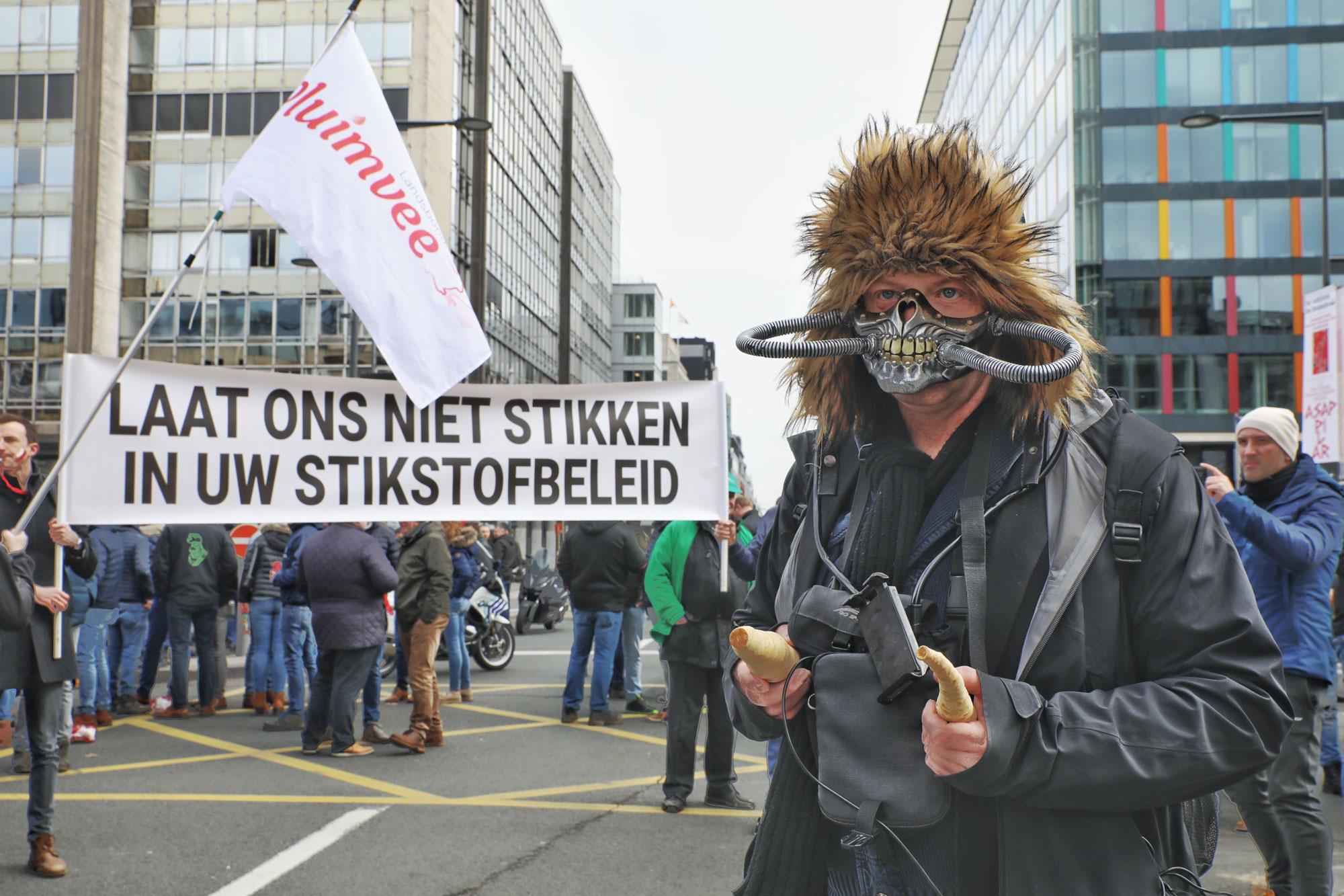In beeld: protesterende boeren in Brussel