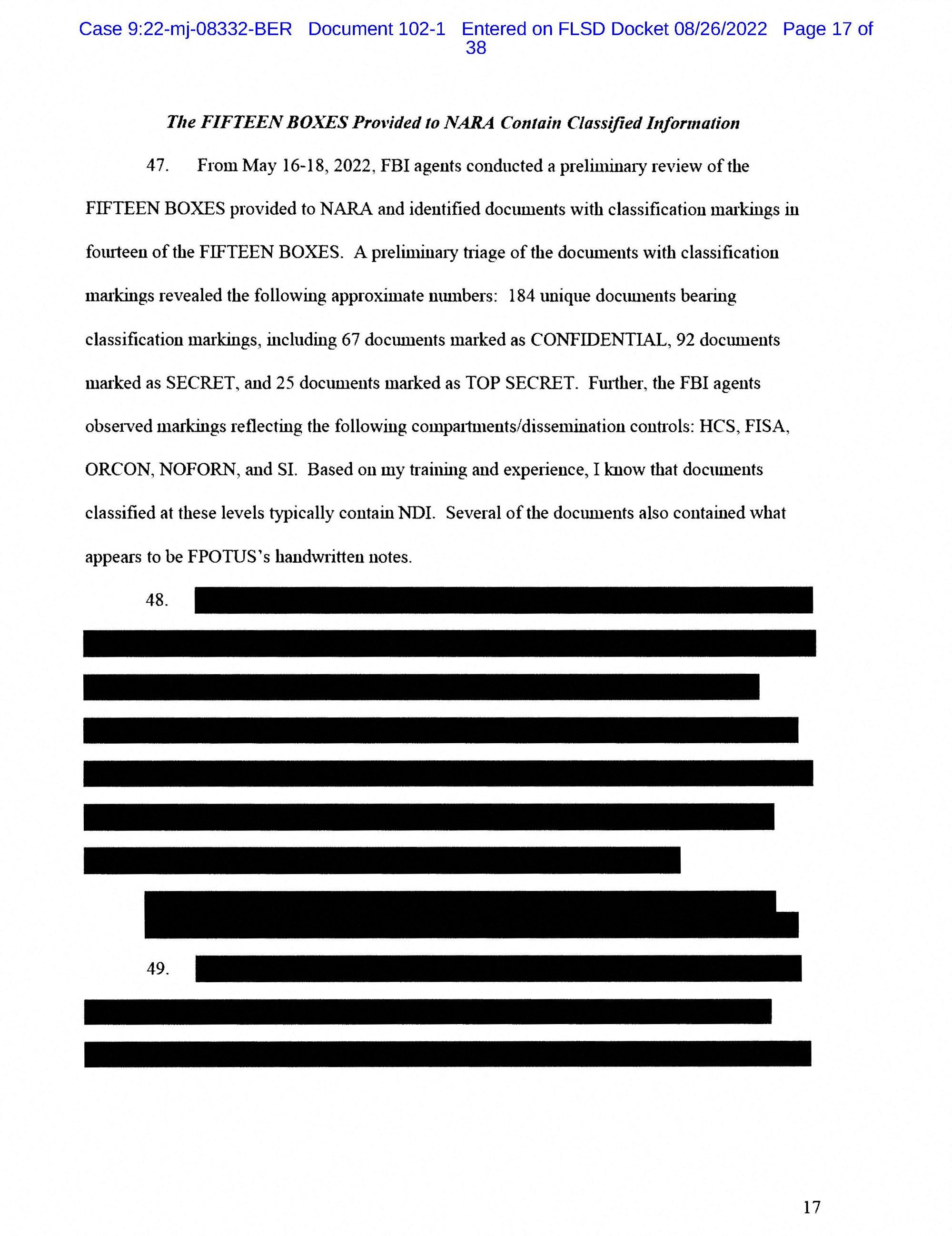 Motivatie huiszoeking: Trump bezat documenten 'met clandestiene menselijke bronnen'