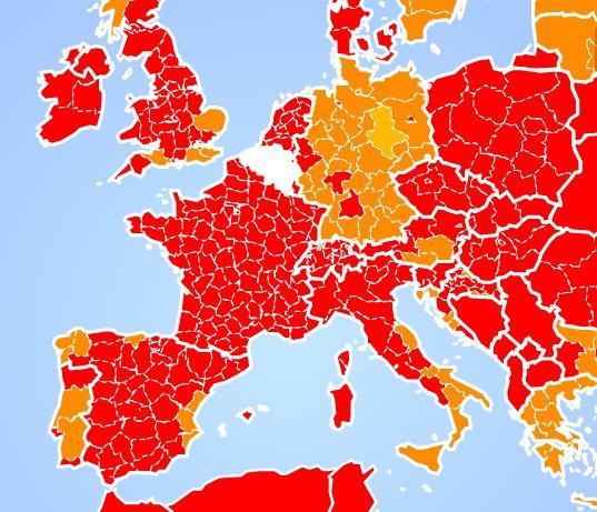 La France passe entièrement au rouge: les voyages fortement ...