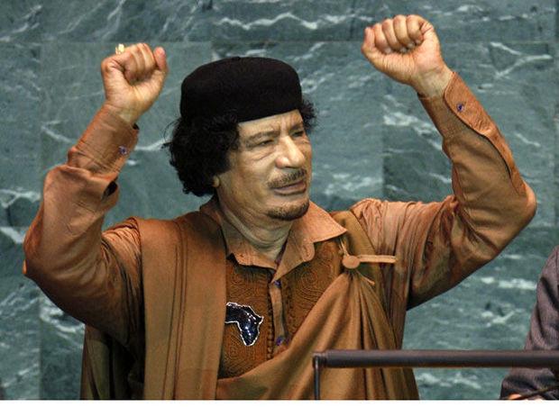 Portret van Muammar Khaddafi