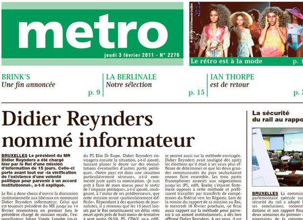 Metro, le journal gratuit, sort du rouge en 2010 - Trends-Tendances