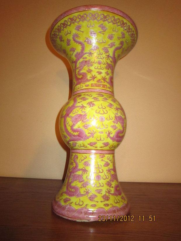 Antieke Gele Chinese Vaas