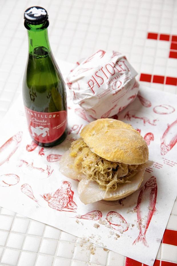 Pistolet elbot fumé et choucroute à la Cantillon